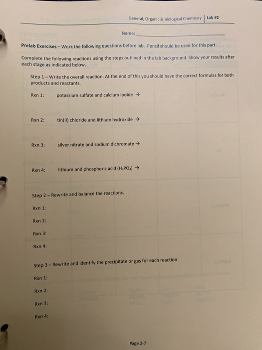 Solved General, Organic & Biological Chemistry Lab #2 Name: | Chegg.com