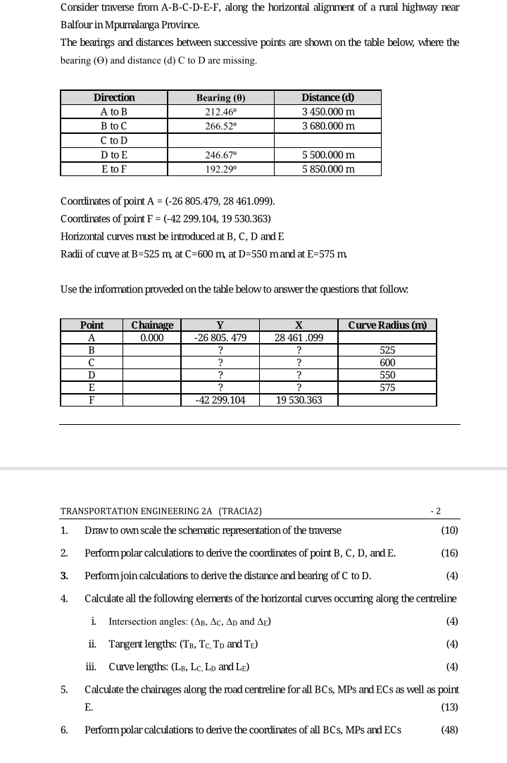Solved Consider traverse from A-B-C-D-E-F, ﻿along the | Chegg.com