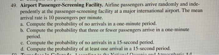 Solved 49. Airport Passenger-Screening Facility. Airline | Chegg.com