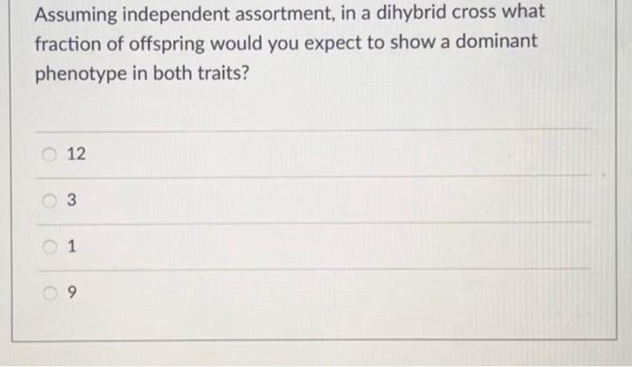 Solved Assuming independent assortment, in a dihybrid cross | Chegg.com