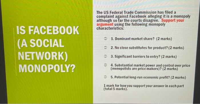 Solved IS FACEBOOK (A SOCIAL NETWORK) MONOPOLY? The US | Chegg.com