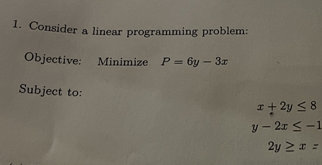 Solved Consider a linear programming problem:Objective: | Chegg.com