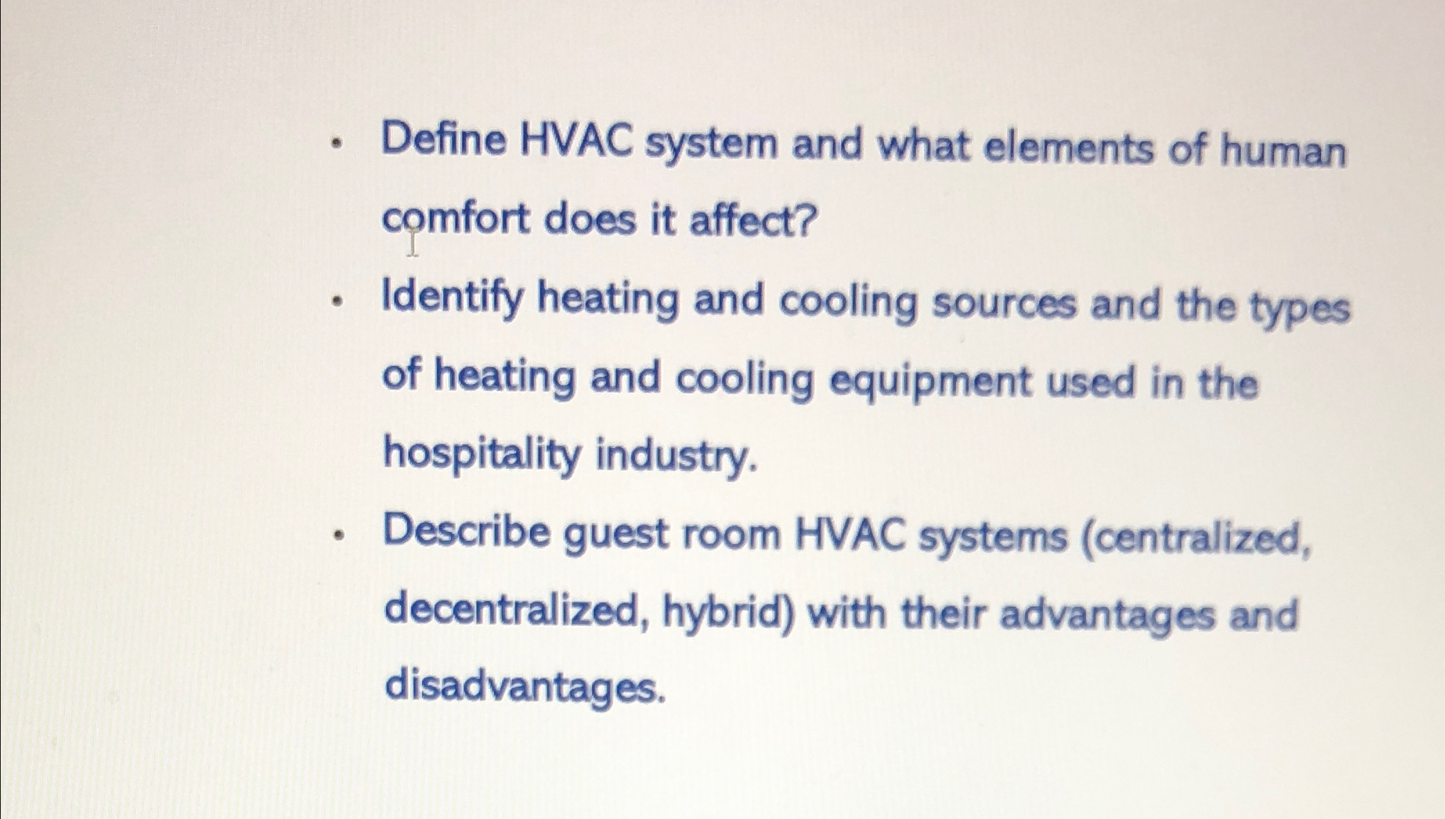 Solved Define HVAC system and what elements of human comfort | Chegg.com