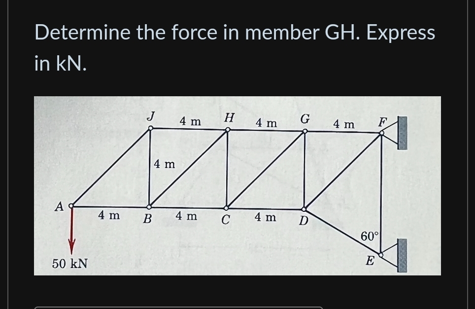 Solved Determine the force in member GH . ﻿Express in kN . | Chegg.com