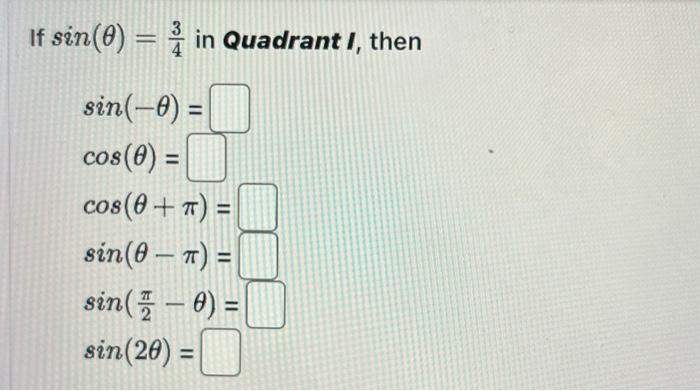 Solved sin(θ)=43 in | Chegg.com