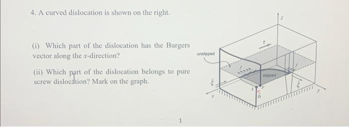 4. A curved dislocation is shown on the right. 4 | Chegg.com