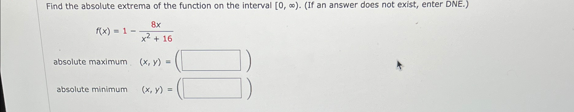 Solved Find the absolute extrema of the function on the | Chegg.com