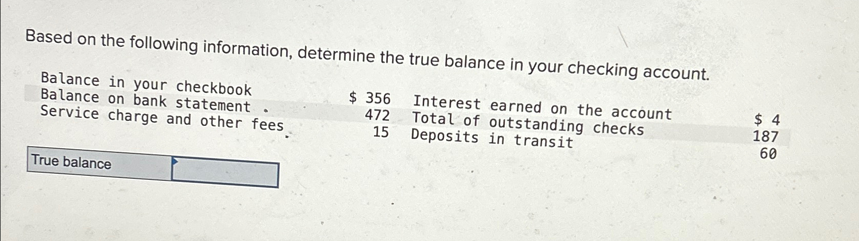 Solved Based on the following information, determine the | Chegg.com