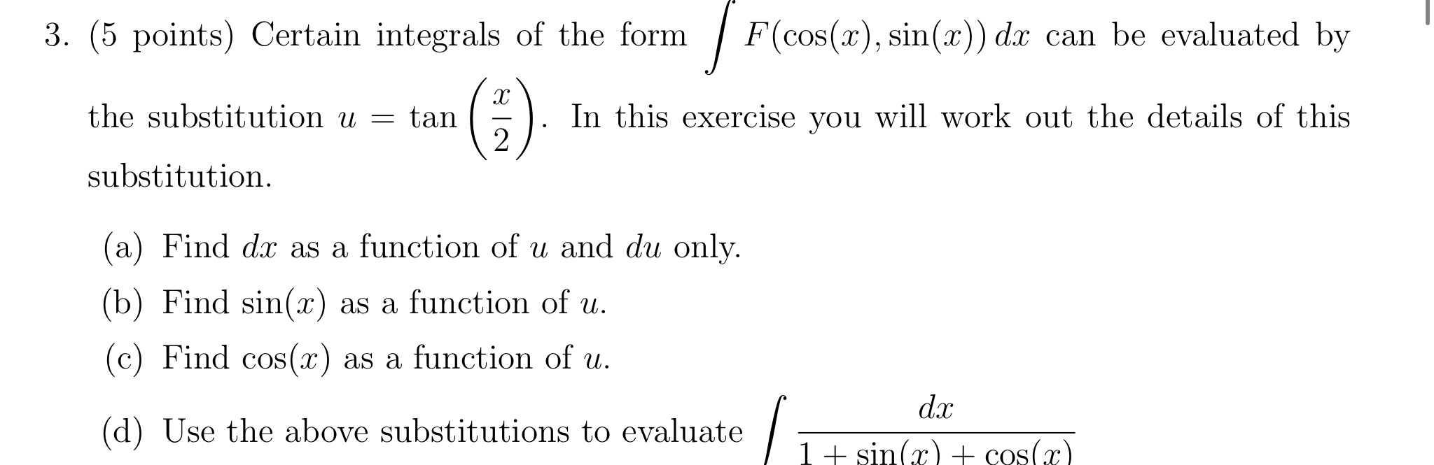 Solved (5 ﻿points) ﻿Certain integrals of the form | Chegg.com