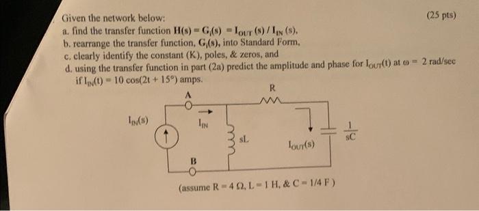 Given the network below: (25 pts) a. find the | Chegg.com