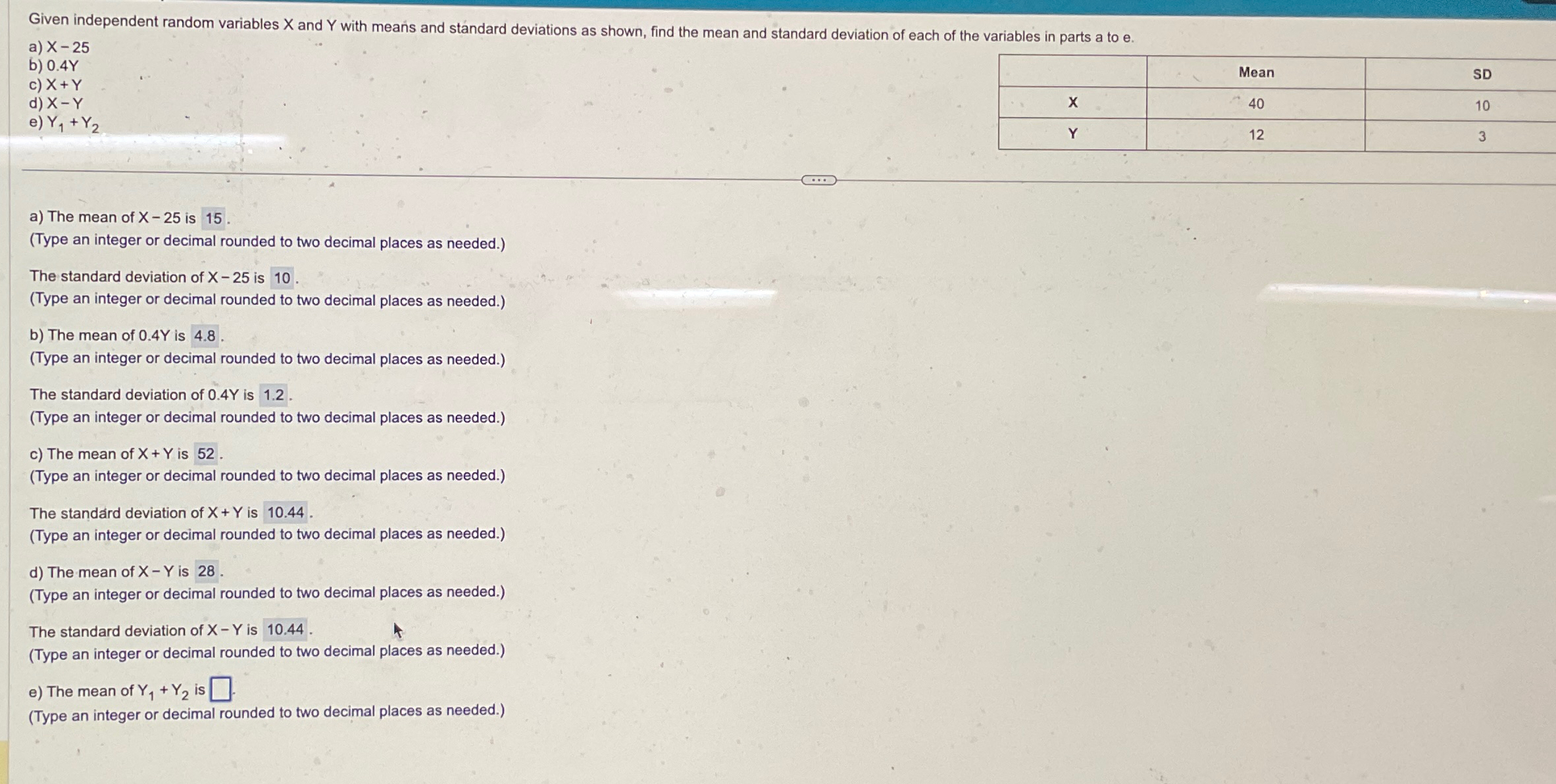 Solved Given independent random variables x ﻿and Y ﻿with | Chegg.com