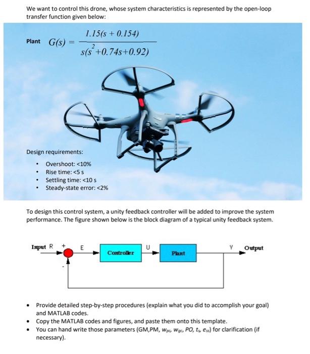 Solved We want to control this drone, whose system | Chegg.com