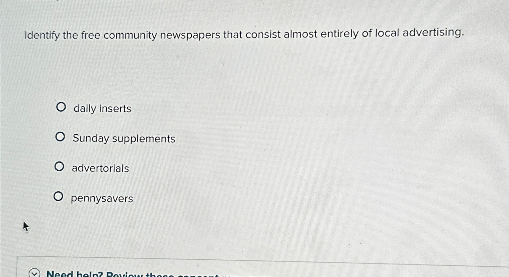 Solved Identify the free community newspapers that consist | Chegg.com