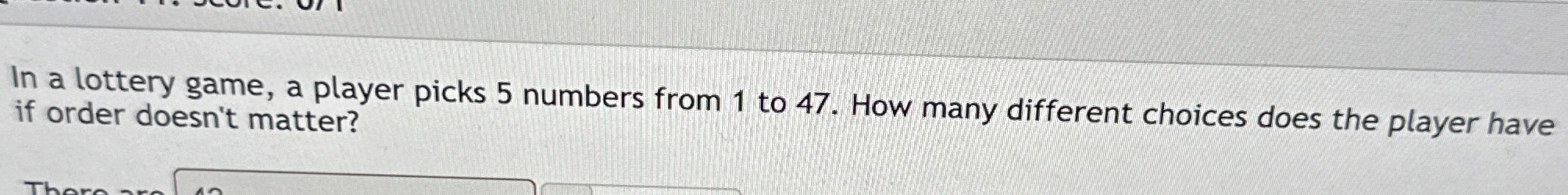 In a lottery game, a player picks 5 ﻿numbers from 1 | Chegg.com
