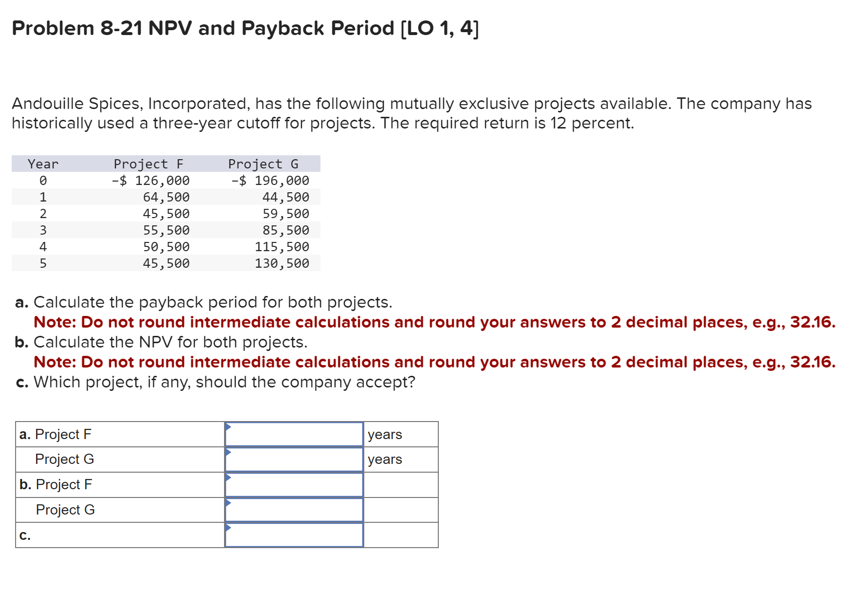 Solved Calculate the given fields | Chegg.com