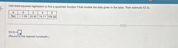 Solved Use least-squares regression to find a quadratic | Chegg.com