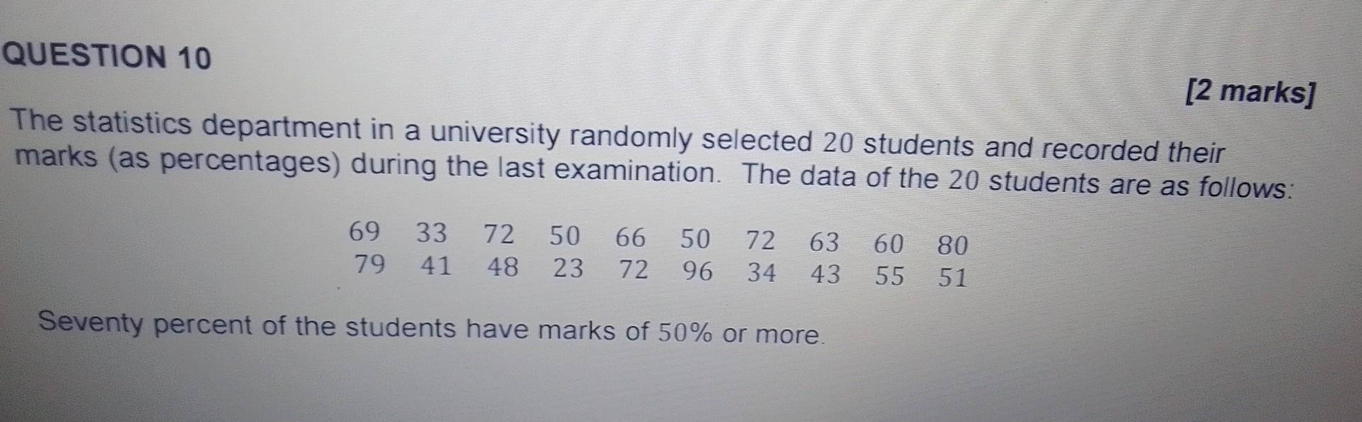 The statistics department in a university randomly | Chegg.com