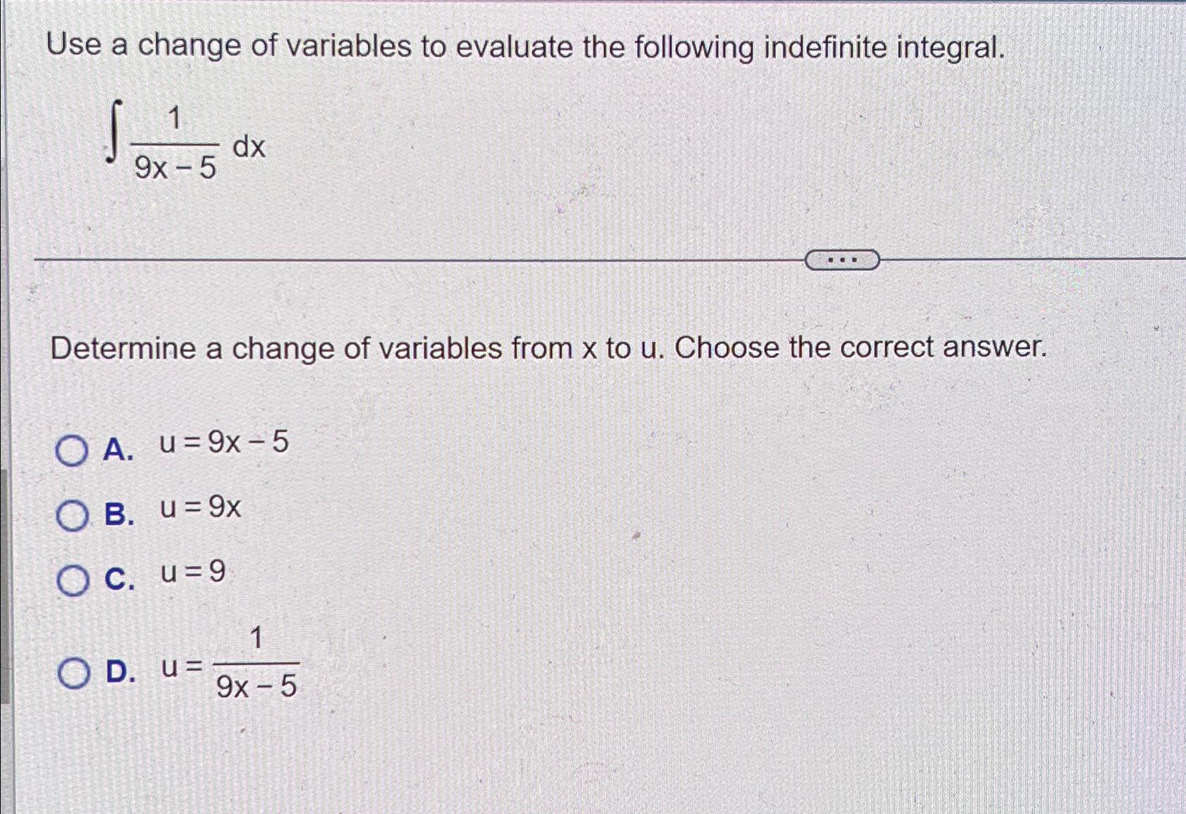 Solved Use a change of variables to evaluate the following | Chegg.com