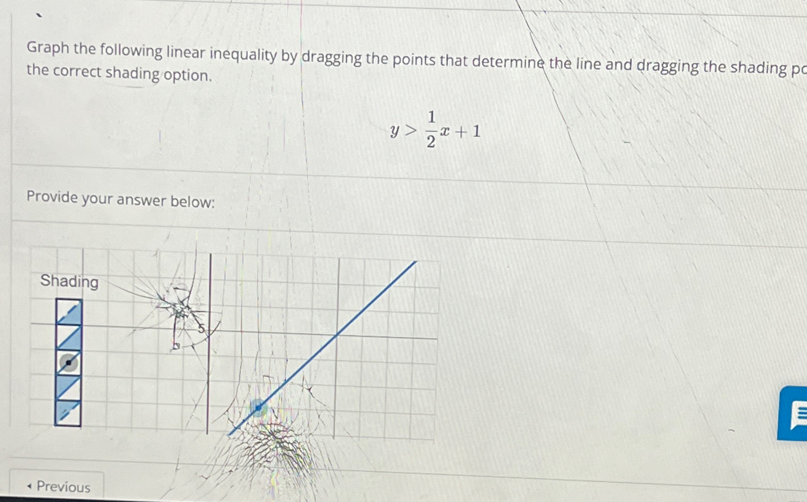 Solved Graph the following linear inequality by dragging the | Chegg.com