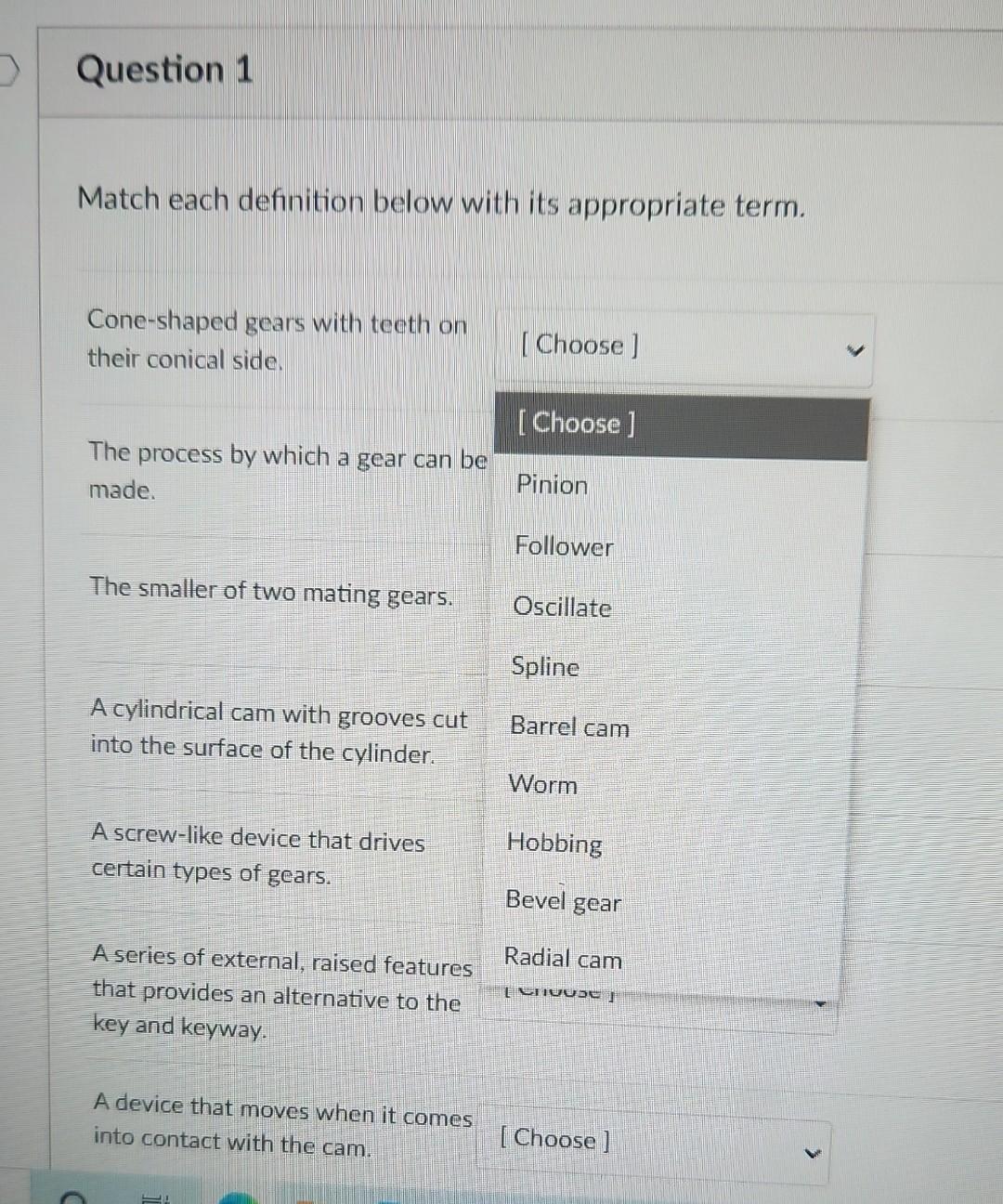 Solved Match each definition below with its appropriate | Chegg.com