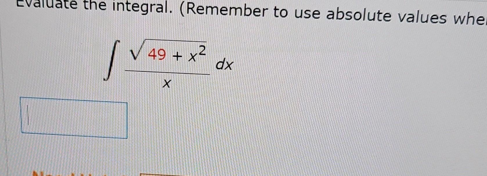 Solved 7. [-/1 Points] DETAILS SCALCET9 7.3.025. Evaluate | Chegg.com