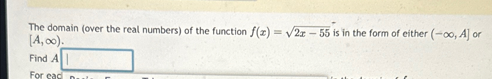Solved The domain (over the real numbers) ﻿of the function | Chegg.com