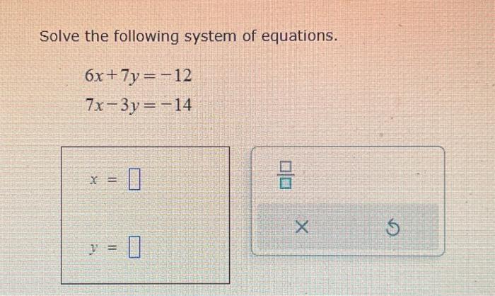 Solved Solve the following system of equations. | Chegg.com