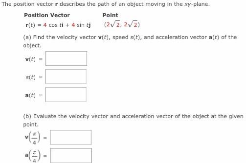 Solved The position vector r describes the path of an object | Chegg.com