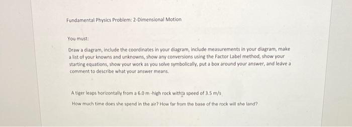 Solved Fundamental Physics Problem: 2-Dimensional Motion You | Chegg.com