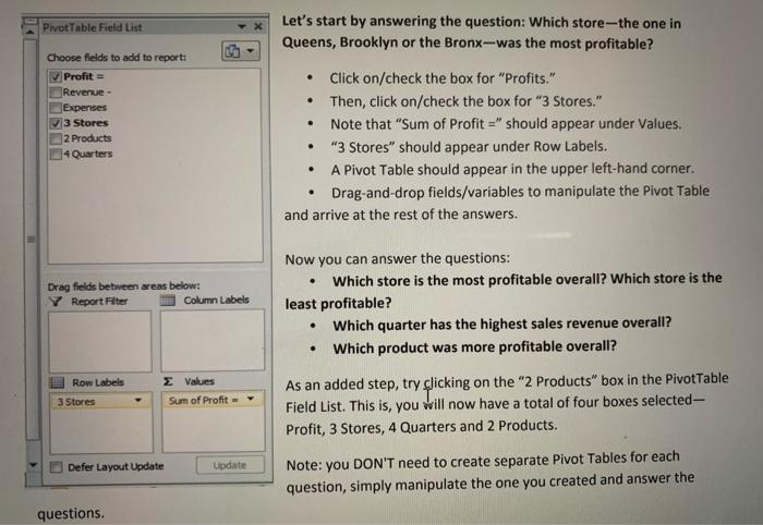 EXERCISE 4: CREATING A "PIVOT TABLE" Pivot Tables | Chegg.com
