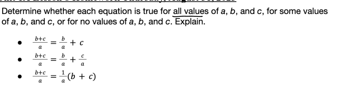 Solved Determine whether each equation is true for all | Chegg.com