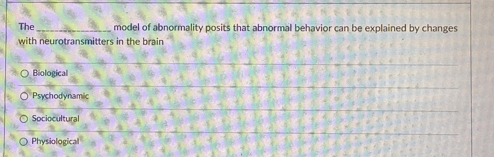 Solved The model of abnormality posits that abnormal | Chegg.com