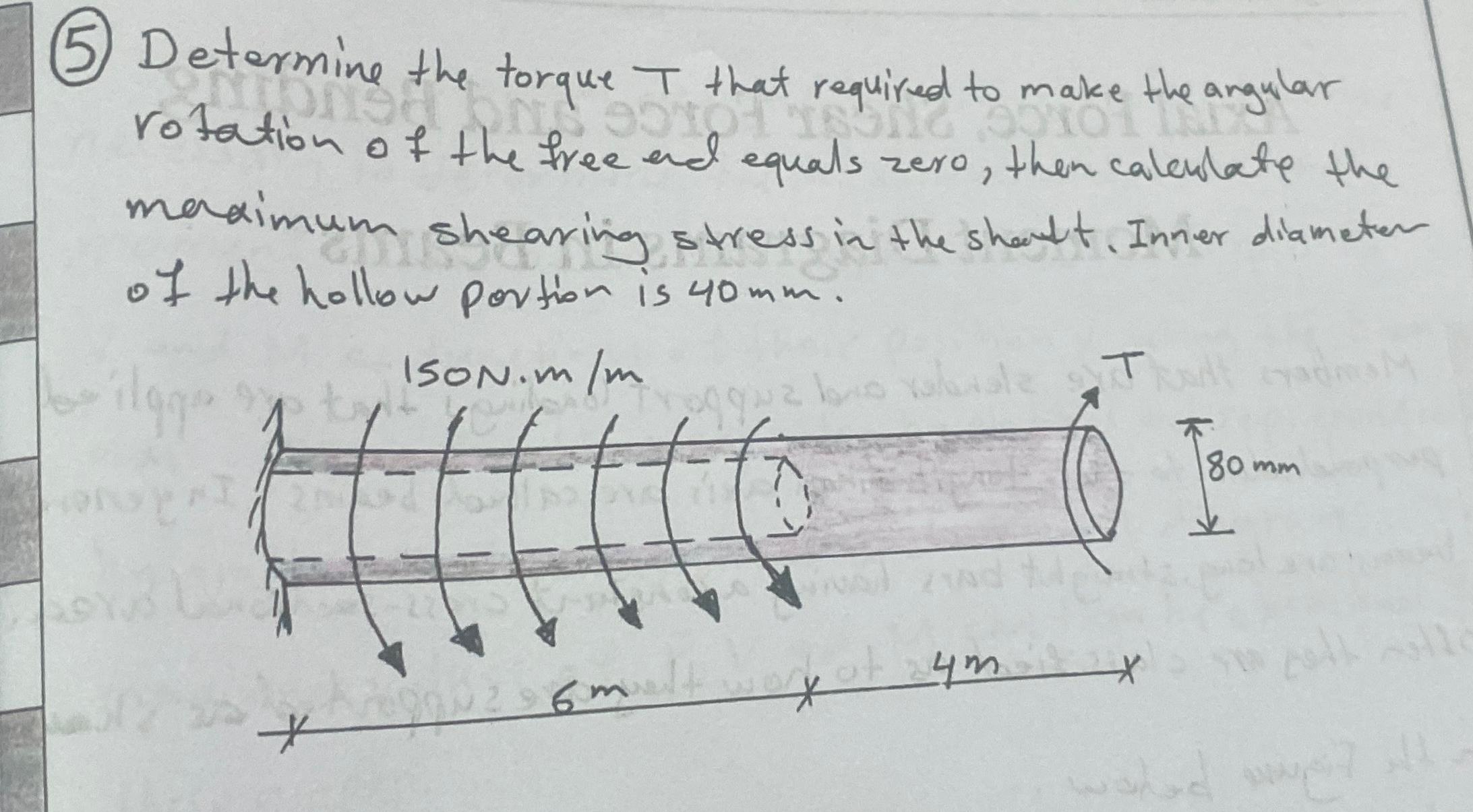 Solved (5) ﻿Determine the torque T ﻿that required to make | Chegg.com
