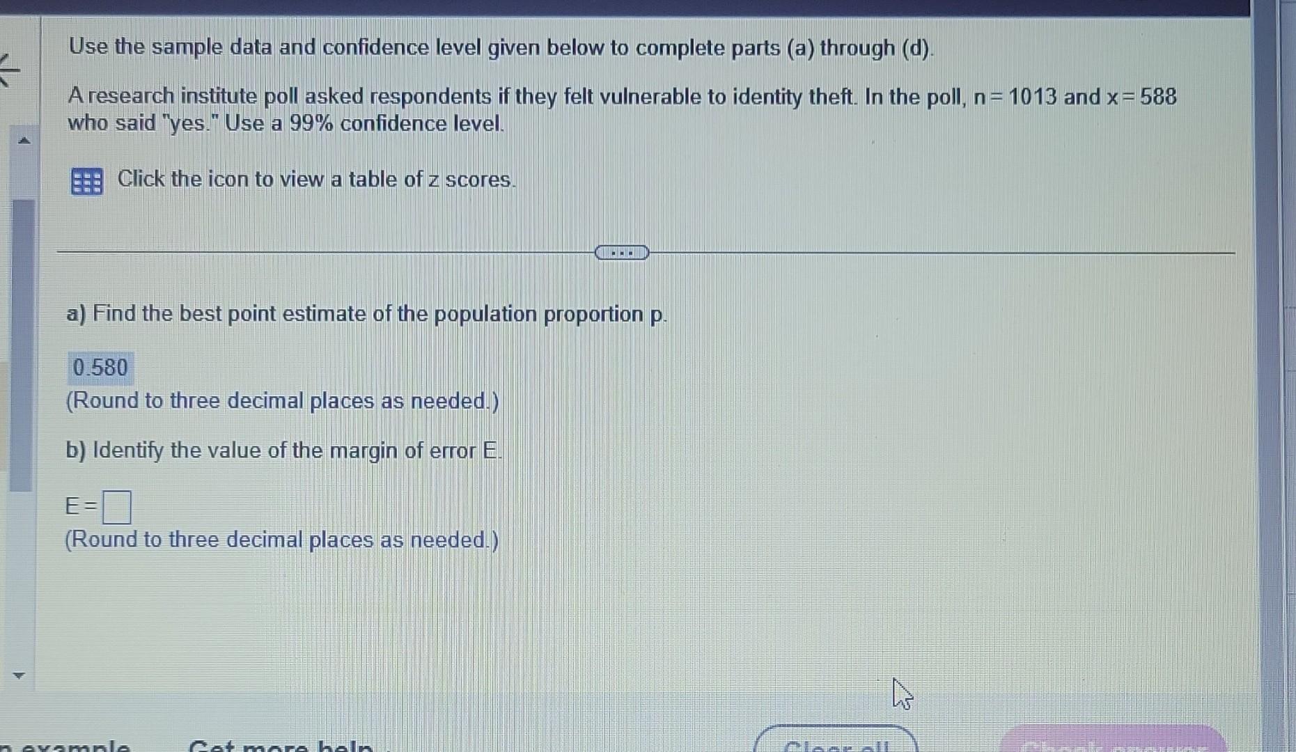 Solved Use the sample data and confidence level given below | Chegg.com