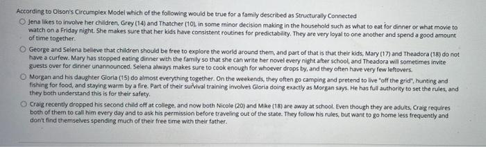 Solved According to Olson's Circumplex Model which of the | Chegg.com