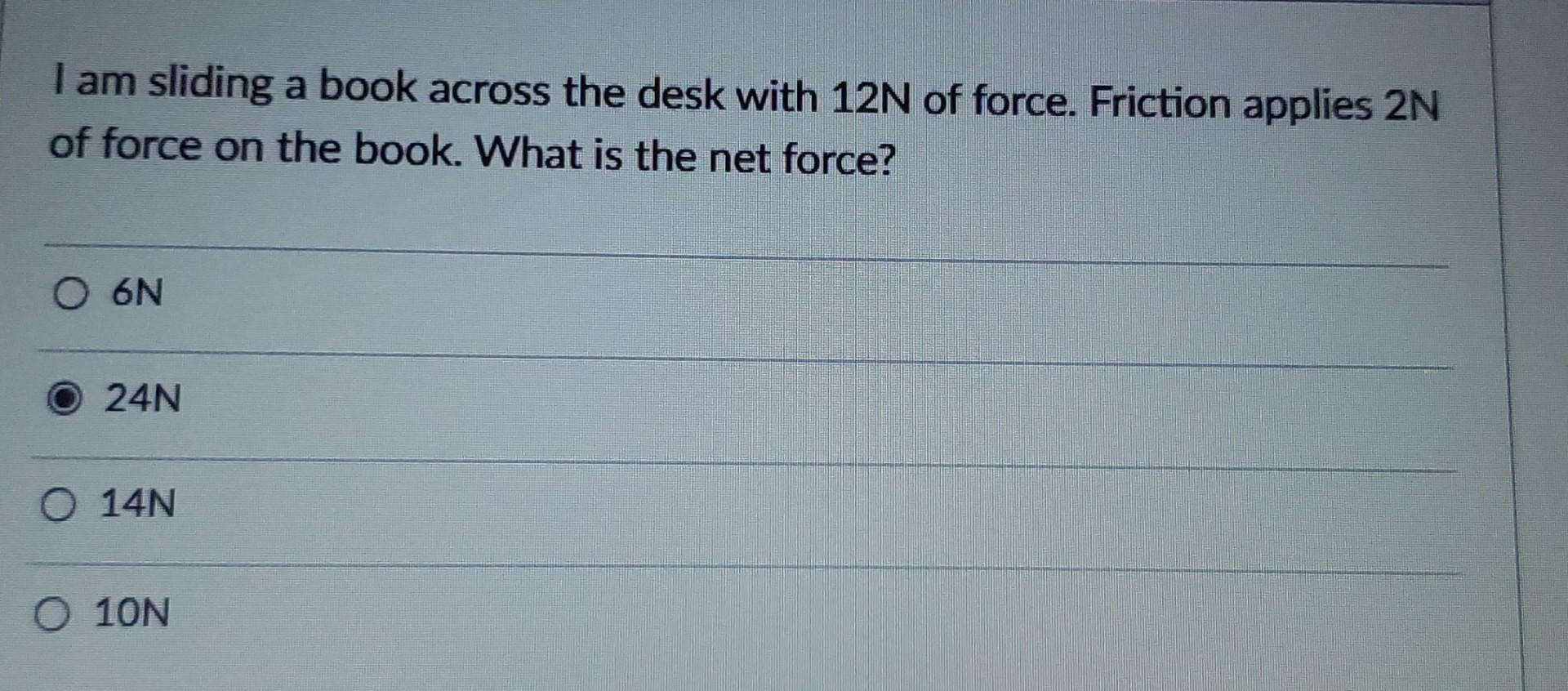Solved I am sliding a book across the desk with 12 N of | Chegg.com