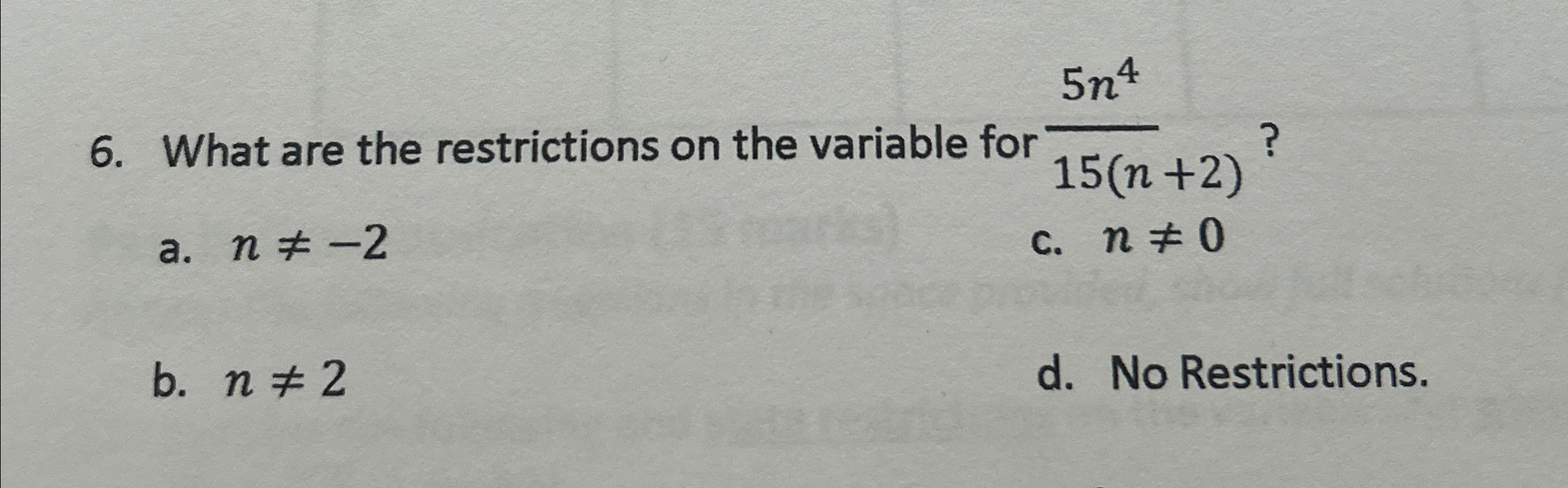 Solved What are the restrictions on the variable for | Chegg.com