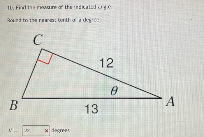 Solved 8. Find the measure of the indicated angle. Round to | Chegg.com