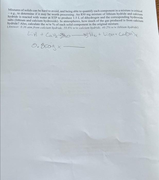 Solved Mixtures of solids can be hard to avoid, and being | Chegg.com