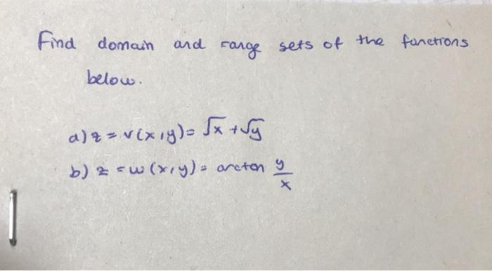 Solved Find domain and rarge sets of the fonctions below. a) | Chegg.com