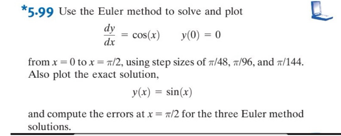Solved *5.99 ﻿Use the Euler method to solve and | Chegg.com