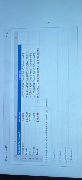 Solved Question 47 3pts In the image above, what will the if | Chegg.com