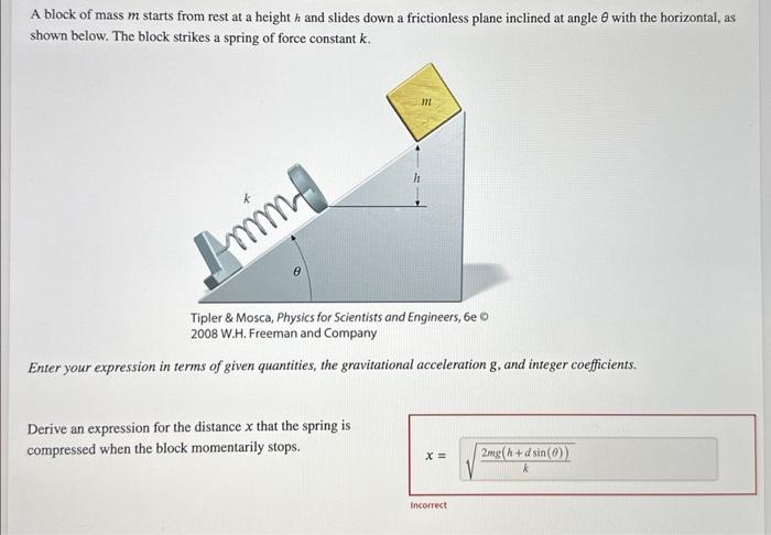 Solved A block of mass m starts from rest at a height h and | Chegg.com