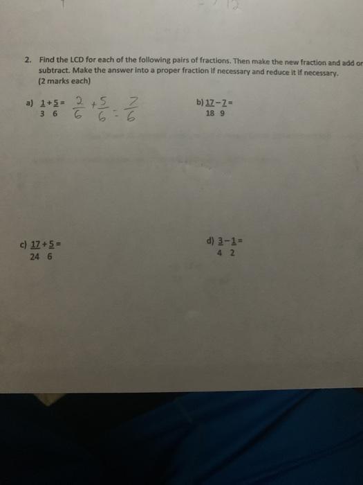 Solved 2. Find the LCD for each of the following pairs of | Chegg.com