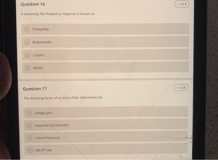 Solved Question 16 (125) A maximally flat frequency response | Chegg.com Solved Question 16 (125) A maximally flat frequency response | Chegg.com