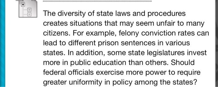 Solved The diversity of state laws and procedures creates | Chegg.com