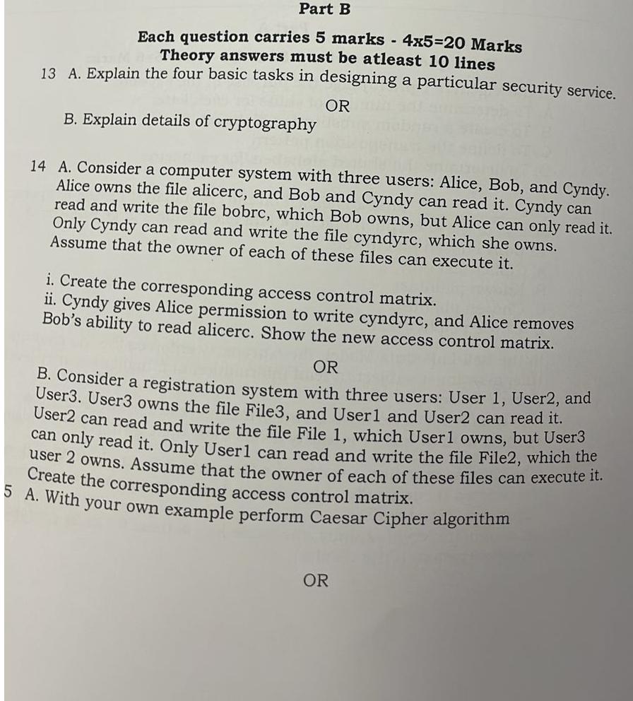 Solved Part BEach question carries 5 ﻿marks - 4x5=20 | Chegg.com