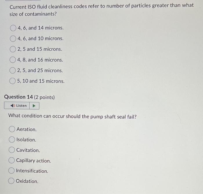 Solved Current ISO fluid cleanliness codes refer to number | Chegg.com