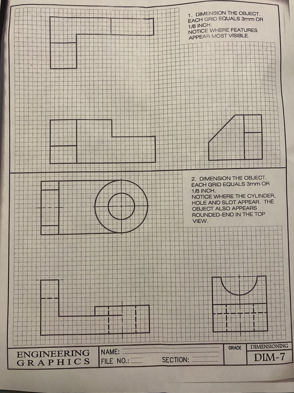 Solved DIMENSION THE OBJECT.EACH GRID EQUALS 3mm | Chegg.com