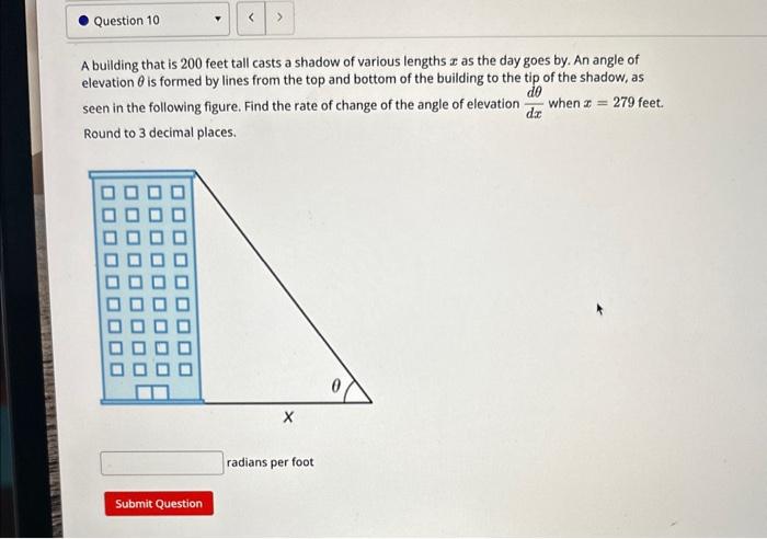 Solved A bullding that is 200 feet tall casts a shadow of | Chegg.com